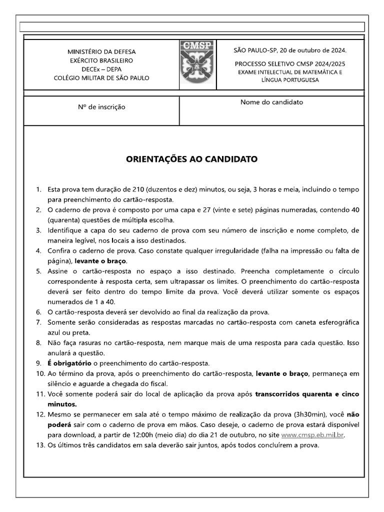 Cmsp 2024-25 Prova | PDF