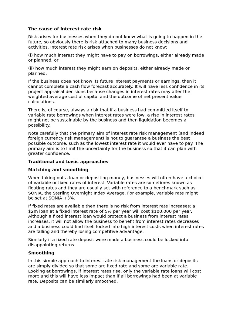 Interest Rate Risk Management | PDF | Swap (Finance) | Interest