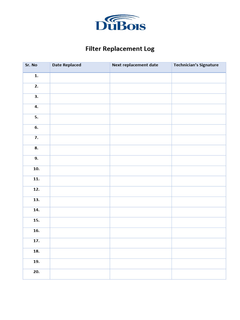 Polarpak Filter Replacement Log | PDF