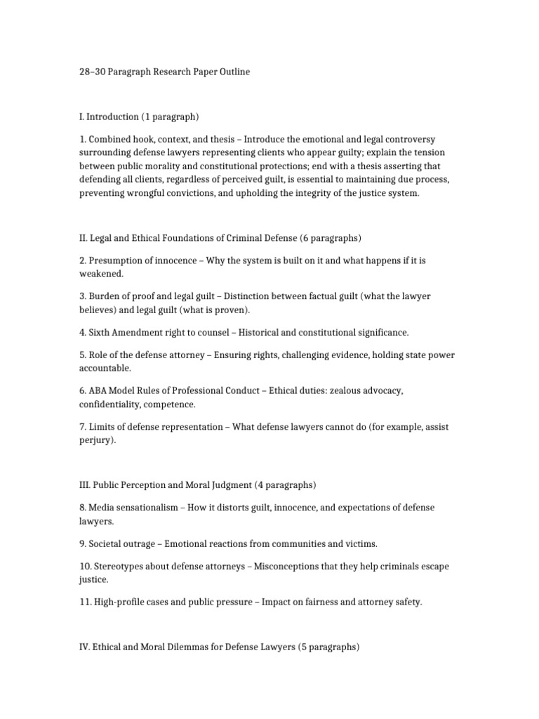 Research Paper Outline | PDF | Criminal Defense Lawyer | Crime & Violence