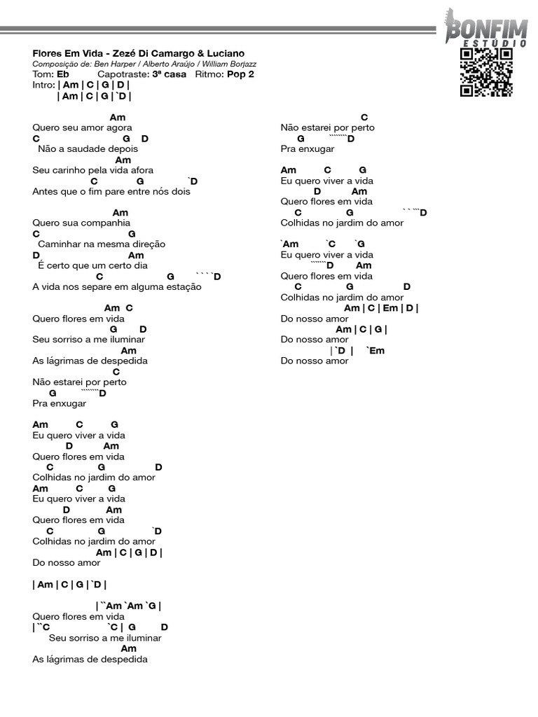 Flores em Vida - Zezé de Camargo e Luciano | PDF