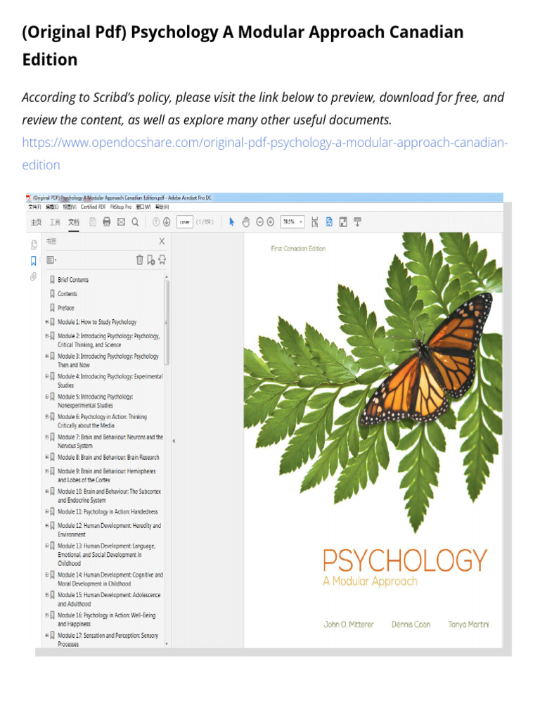 (Original PDF) Psychology A Modular Approach Canadian Edition | PDF | Cerebral Hemisphere ...