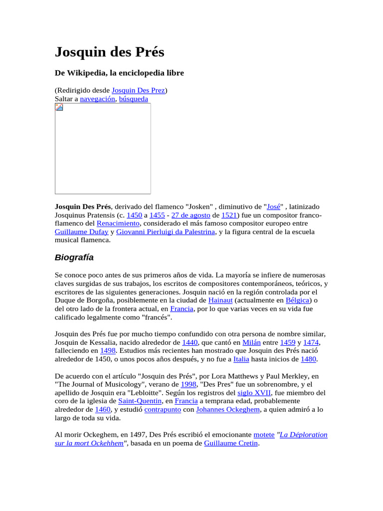 Josquin Des Prés | PDF | Musicología | Renacimiento