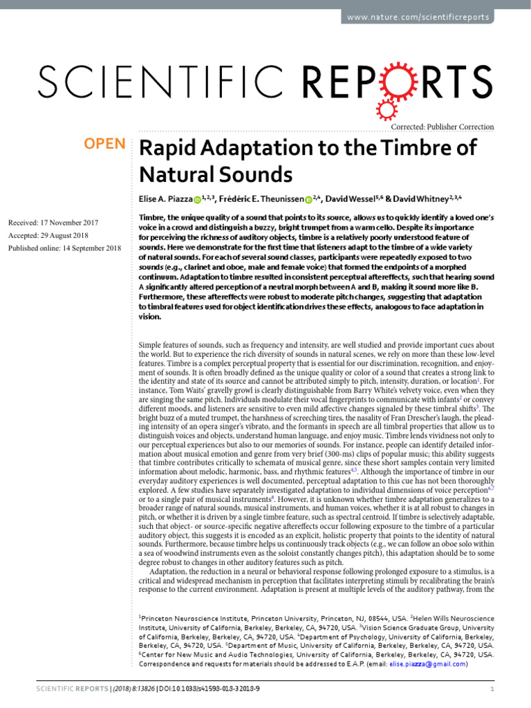 Kami Export - Rapid Adaptation to the Timbre of Natural Sounds | PDF ...