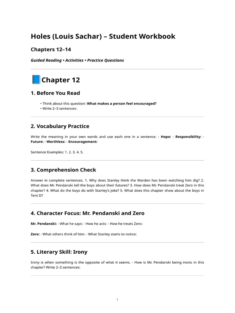 Holes Ch12 14 Workbook | PDF