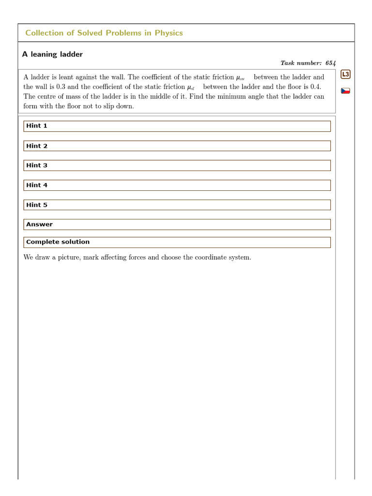 A Leaning Ladder - Collection of Solved Problems | PDF | Mathematical ...