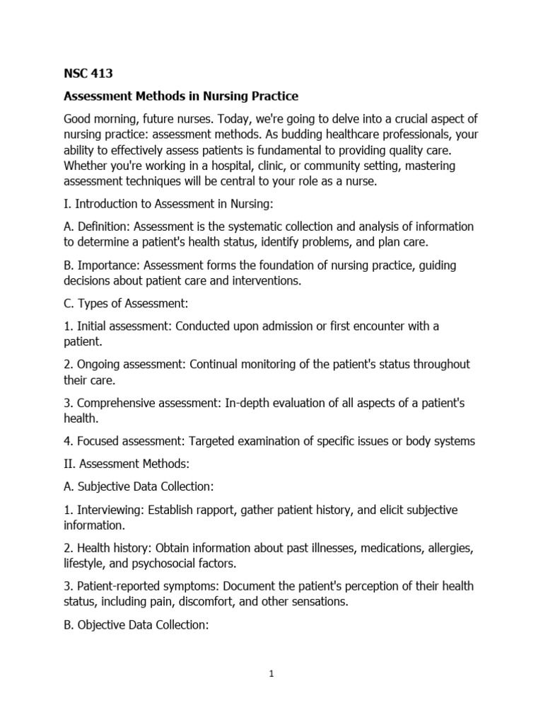 Assessment Methods in Nursing Practice | PDF | Physical Examination ...