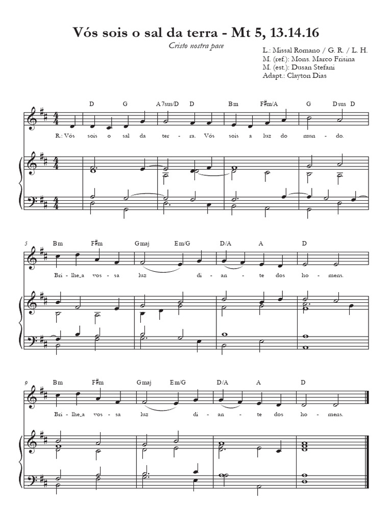 Vós sois o sal da terra - corrigido 2 - Score | PDF
