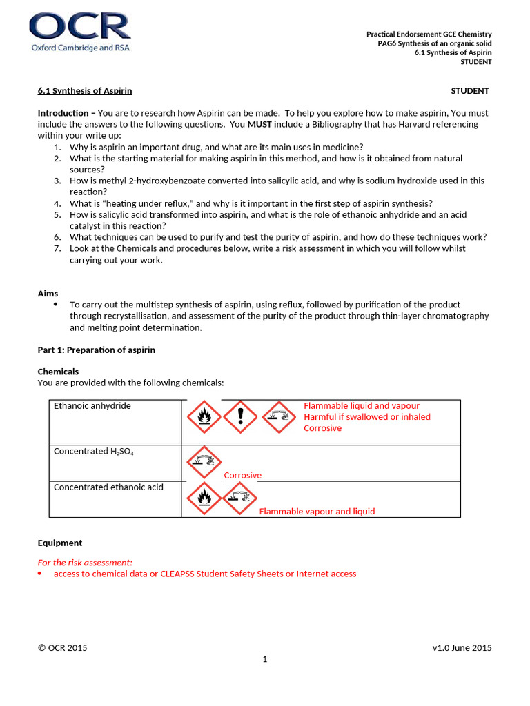 Chemistry PAG 6.1 Adapted Student Version | PDF | Organic Synthesis ...