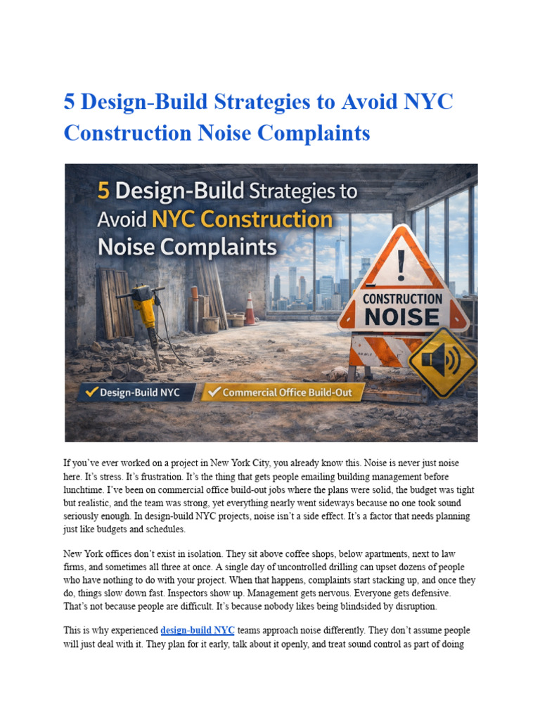 5 Design-Build Strategies to Avoid NYC Construction Noise Complaints | PDF