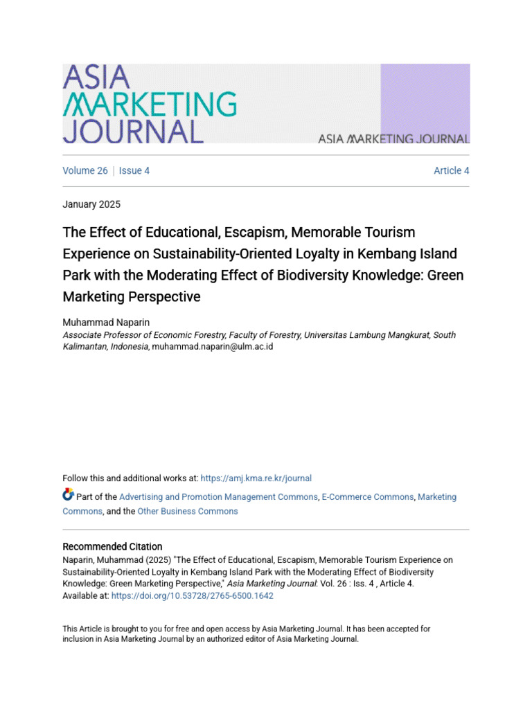 The Effect of Educational Escapism Memorable Tourism Experience | PDF ...