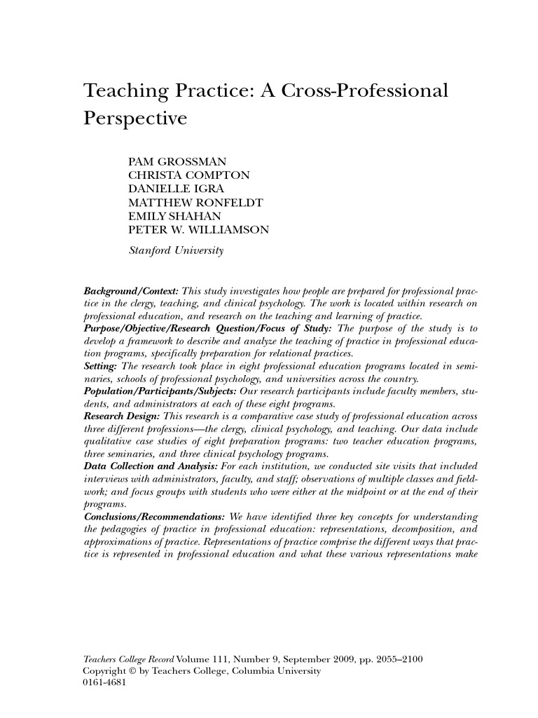 2009 Grossman et-al. Teaching Practice - A Cross Professional ...