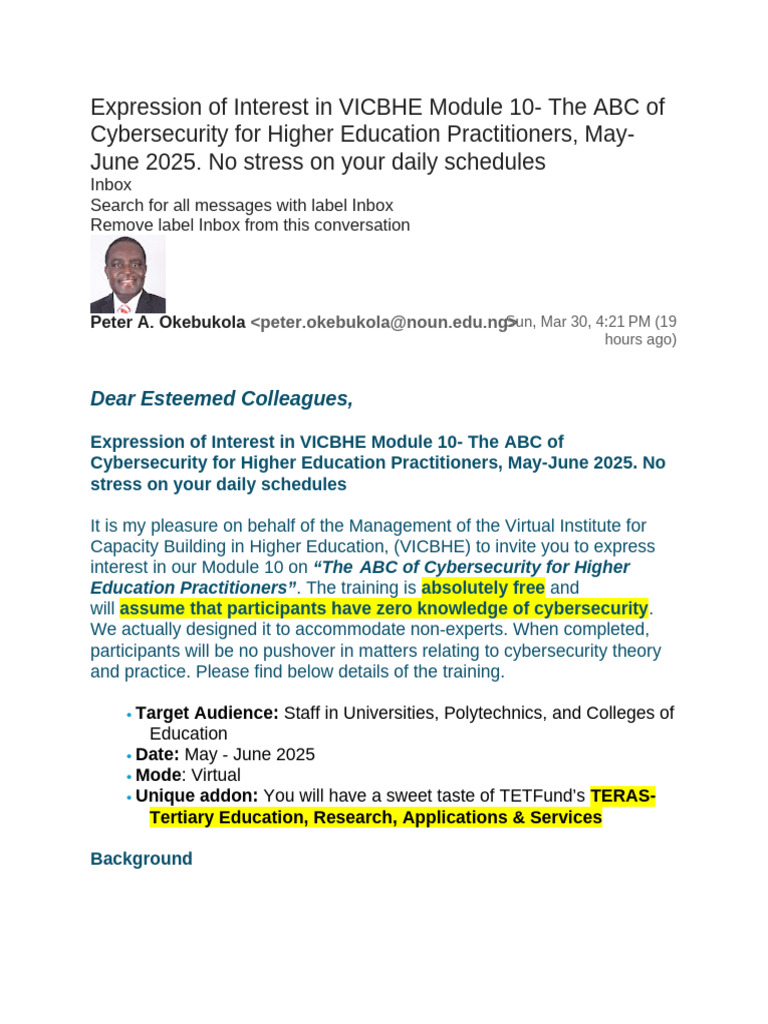 ABC OF CYBERSECURITY FOR HIGHER EDUCATION PRACTITIONERS | PDF ...