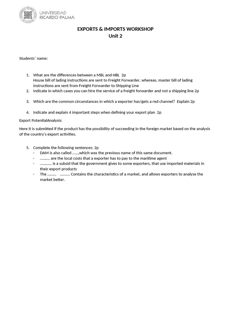 Exam Unit 2 - Students | PDF