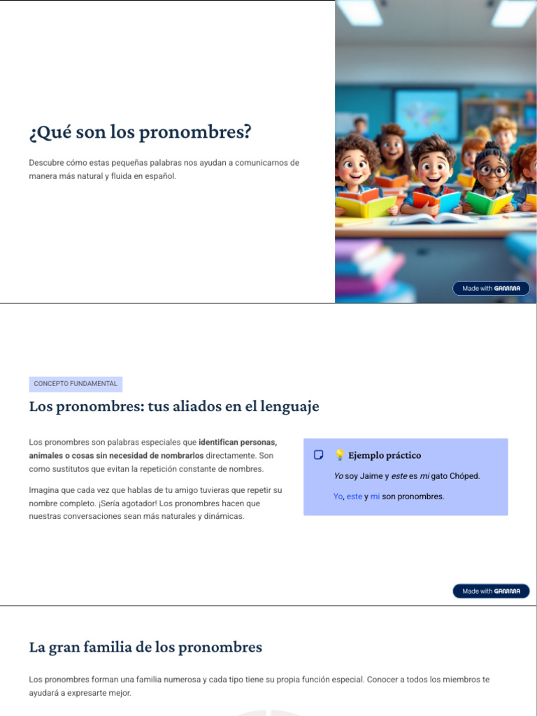 Los Pronombres en Español: Clasificación, Uso y Ejemplos | PDF ...