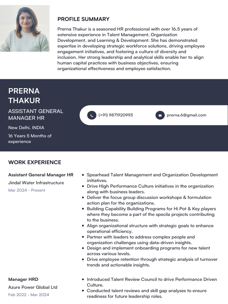 Resume_prerna Thakur . | PDF | Talent Management | Employee Retention