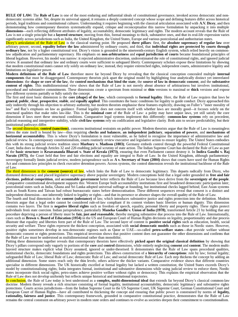 RULE of LAW - 15 and 7 Markers | PDF | Rule Of Law | Judicial Review