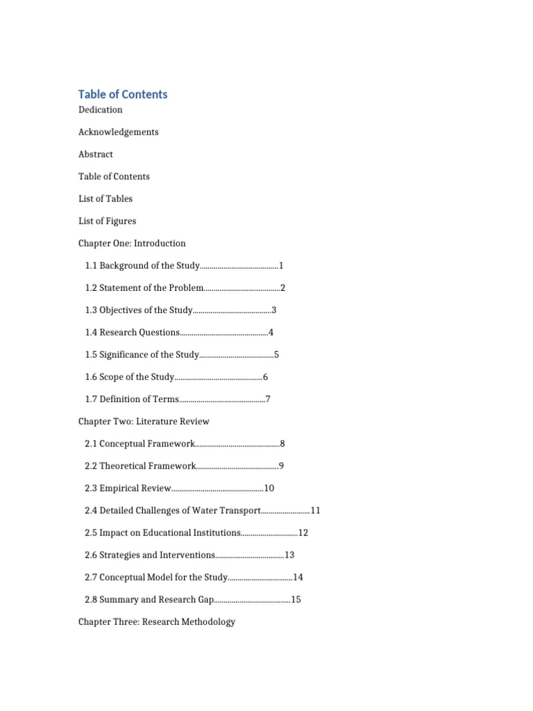 Table of Contents Numbered | PDF | Methodology | Research Methods