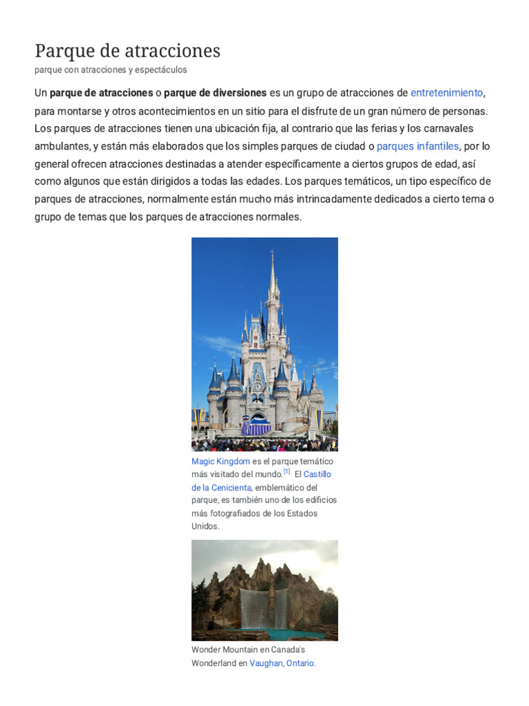 Parque de Atracciones - Wikipedia, La Enciclopedia Libre | PDF