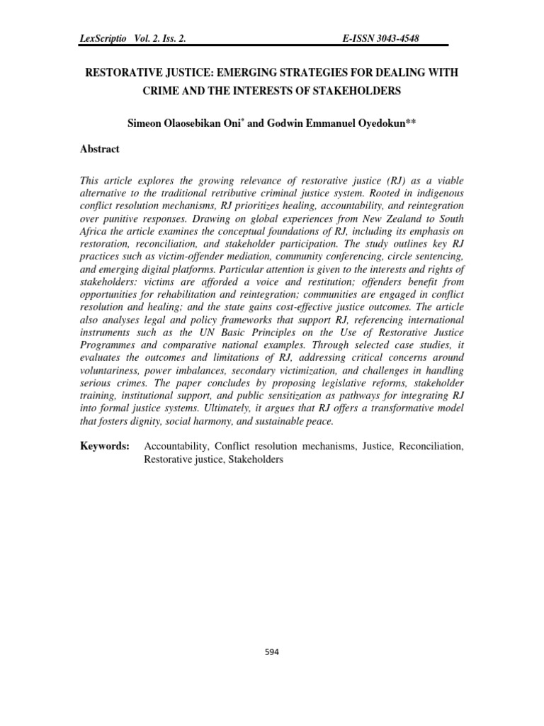 Restorative Justice Emerging Strategies | PDF | Restorative Justice ...