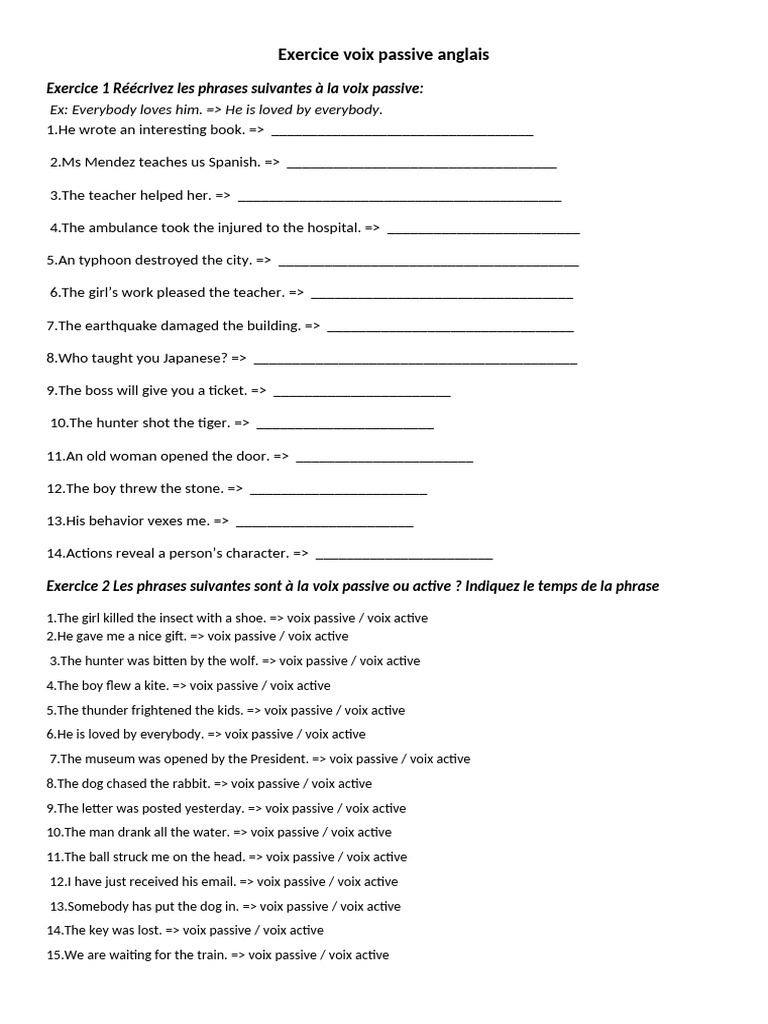 Exercice Voix Passive Anglais | PDF