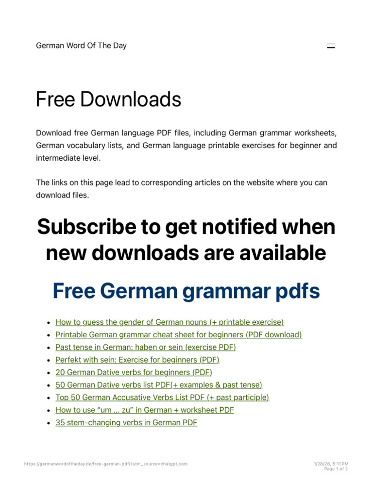 Free Downloads - German Word of The Day | PDF | Verb | Morphology