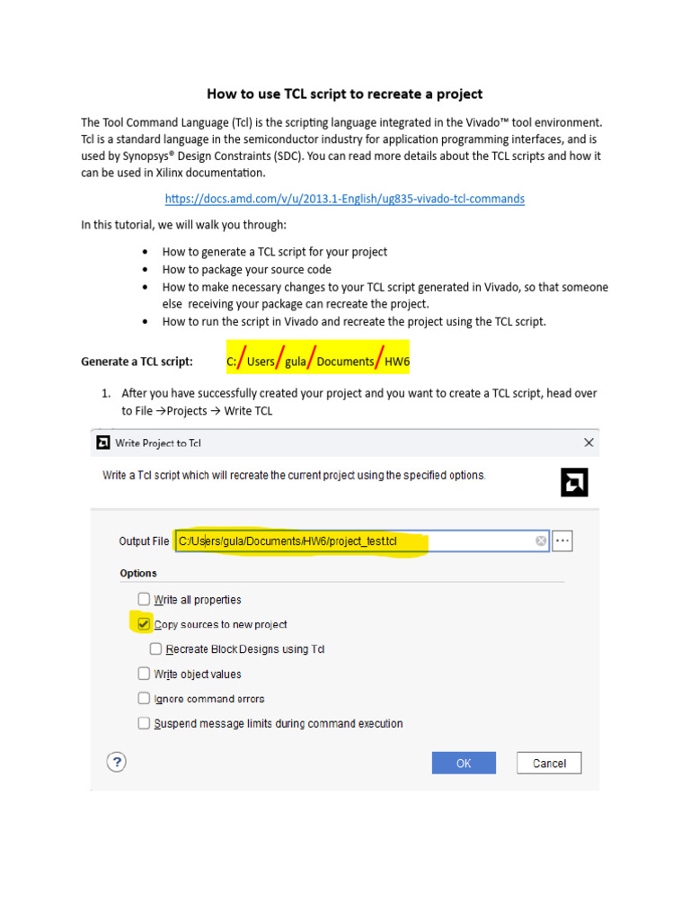 How to use TCL script to recreate a project | PDF | Directory ...