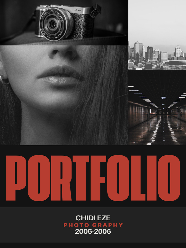 Red and Black Minimalist Portfolio Cover Document A4 | PDF