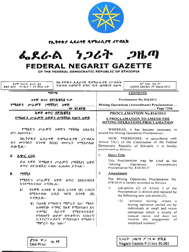 Proclamation No. 816 2013 Mining Operations Amendment | PDF | Mining ...