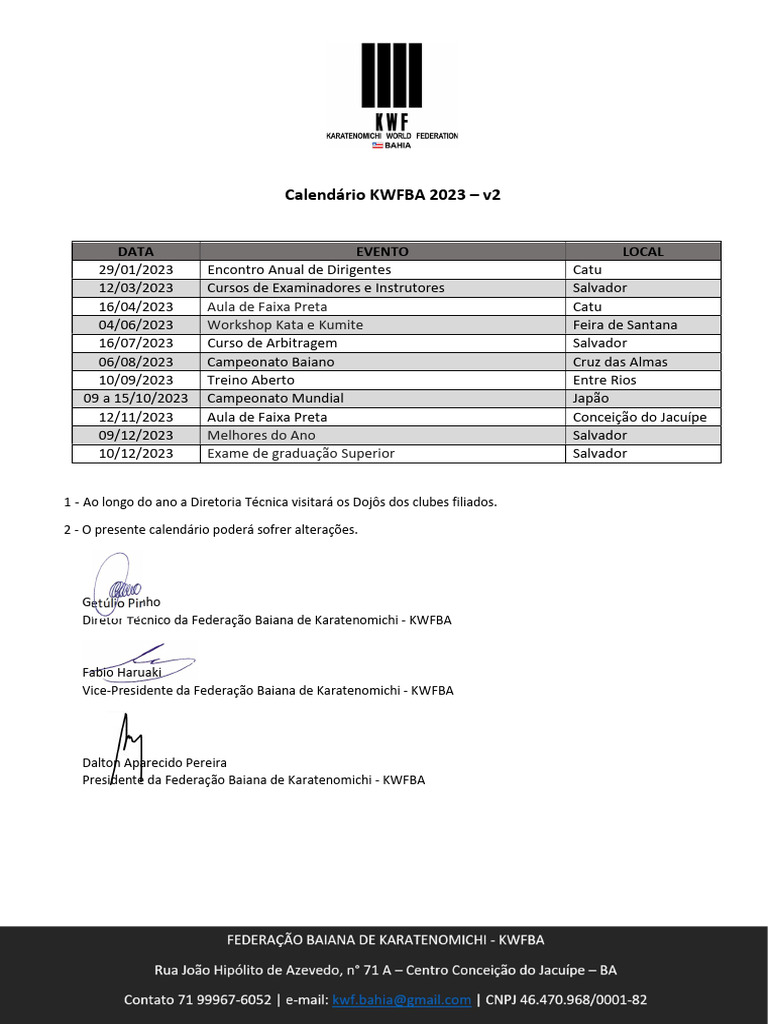 Calendário KWFBA 2023 v2 | PDF