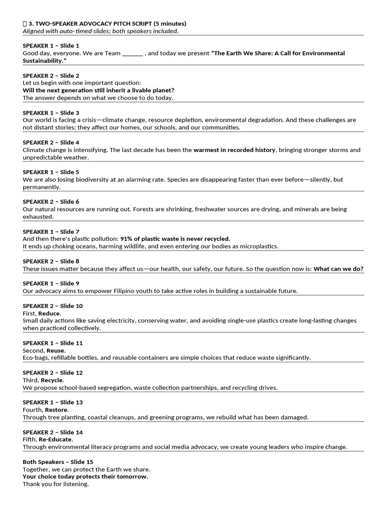 Script Advocacy Pitch | PDF