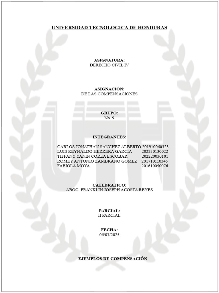 Ejemplos de La Compensación | PDF