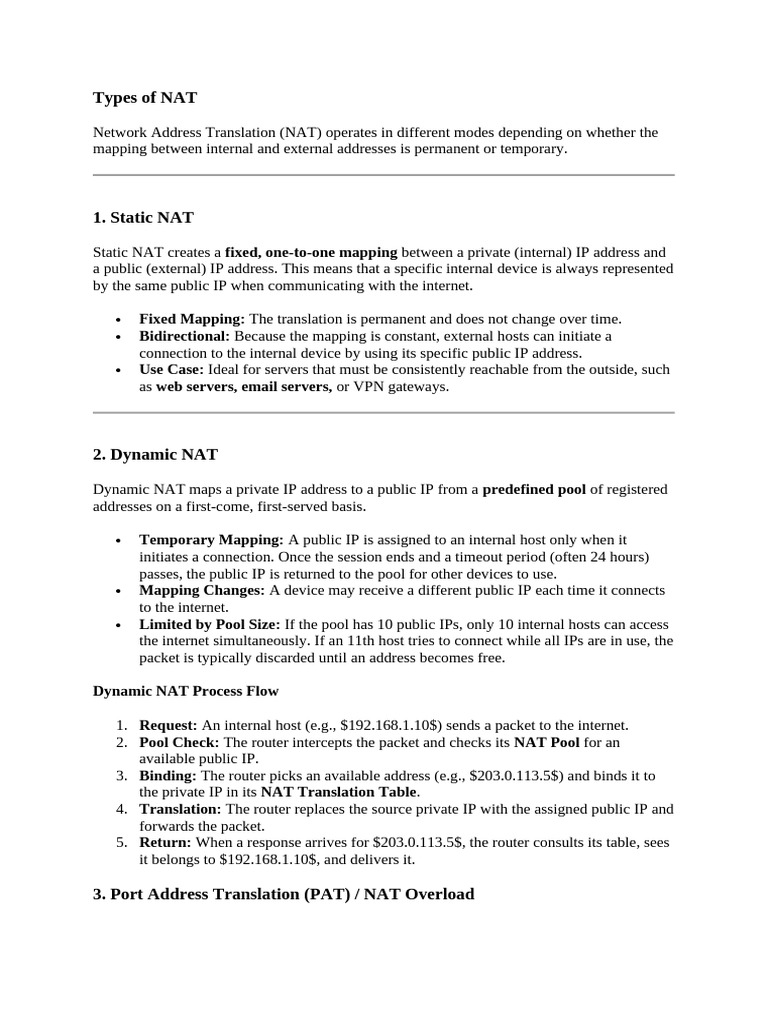 Types of NAT | PDF | Ip Address | Router (Computing)