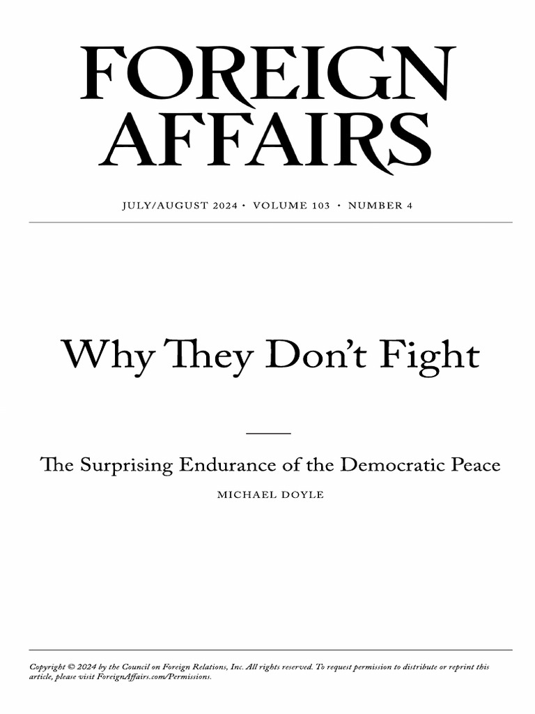 Doyle - Why They Don't Fight 2024 | PDF | Democracy | Political Ideologies