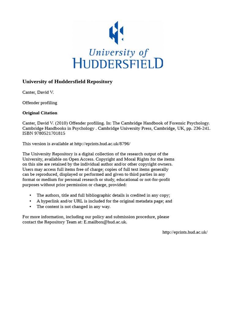Offender Profiling | PDF | Offender Profiling | Crimes