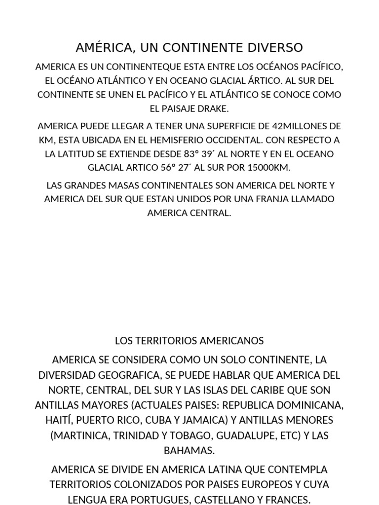 América, Un Continente Diverso | PDF