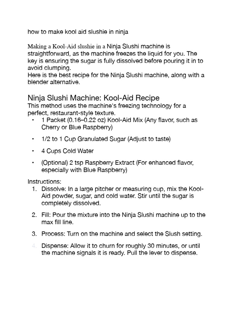 How To Make Kool Aid Slushie in Ninja | PDF