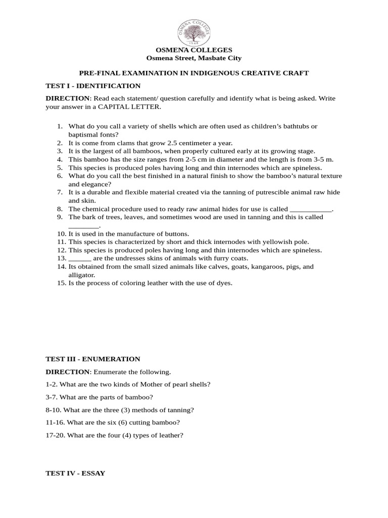 Pre-Final Exam (Icc) | PDF