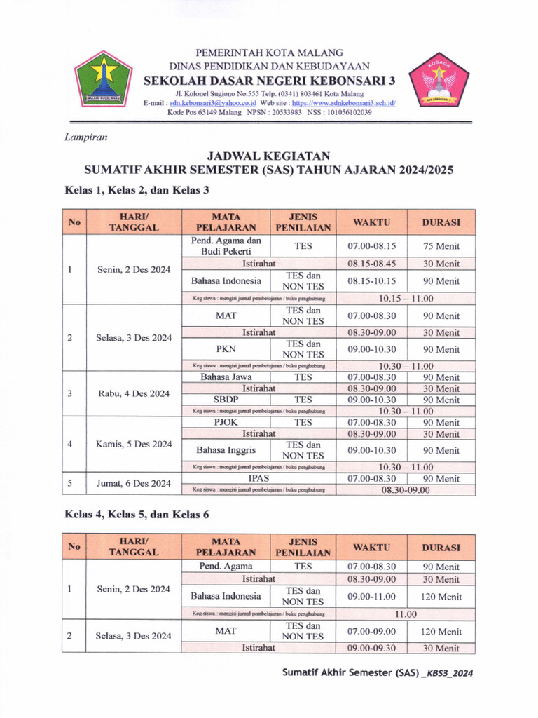 Jadwal Sas | PDF