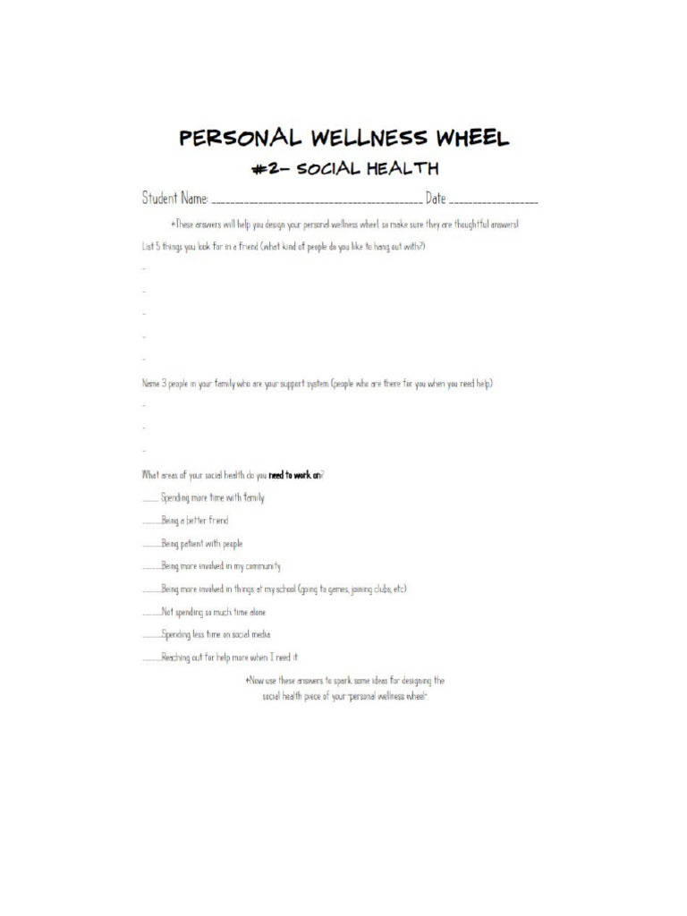 Personal Wellness Wheel | PDF
