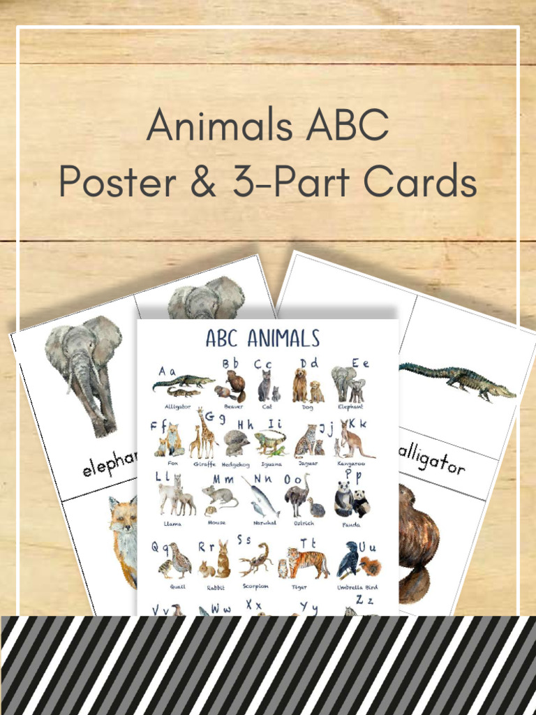 Animals ABC Poster and 3-Part Cards by Trillium Montessori - Compressed ...
