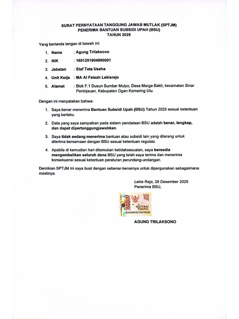Scan Surat BSU Agung | PDF