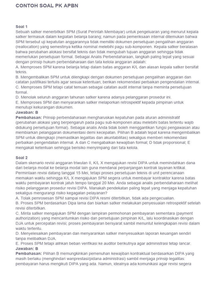 Contoh Soal PK Apbn | PDF