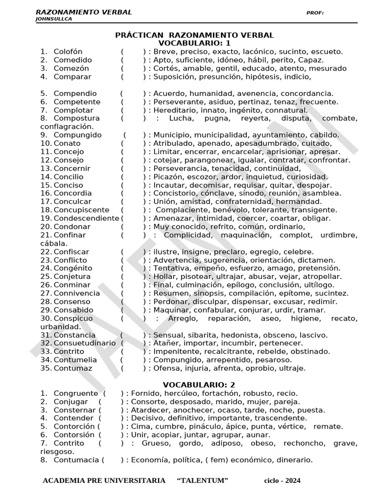 Rv Practica Sinonimos Pamer | PDF