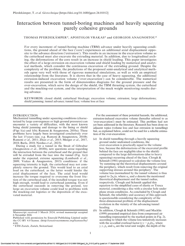 Interaction between tunnel-boring machines and heavily squeezing | PDF ...