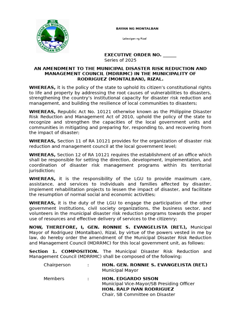 Amendments To MDRRMC Series of November 2025 | PDF | Disaster Risk ...