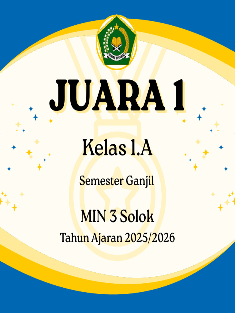 Stiker Piala Juara Kelas Anak Minimalis Simpel Biru Kuning | PDF