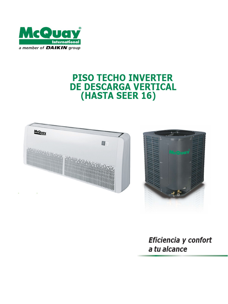 Ficha Técnica Piso Techo Inverter Mcquay (1) | PDF | Ingeniería mecánica | Cantidad