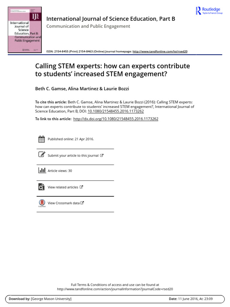 Calling STEM Experts - Beth C. Gamse | PDF | Science, Technology ...