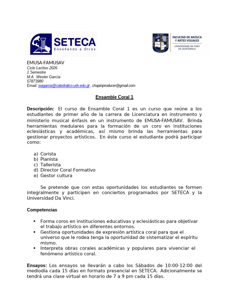 Ensamble Coral 1 | PDF | Coro